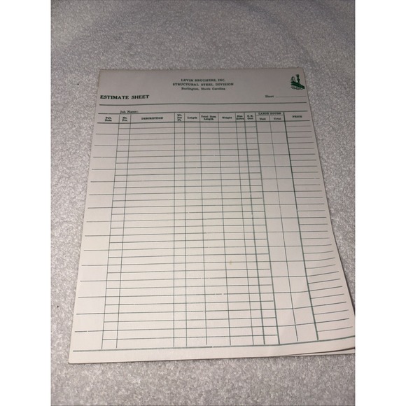 Levin Brothers | Office | 96s Levin Brothers Structural Steel Estimate ...